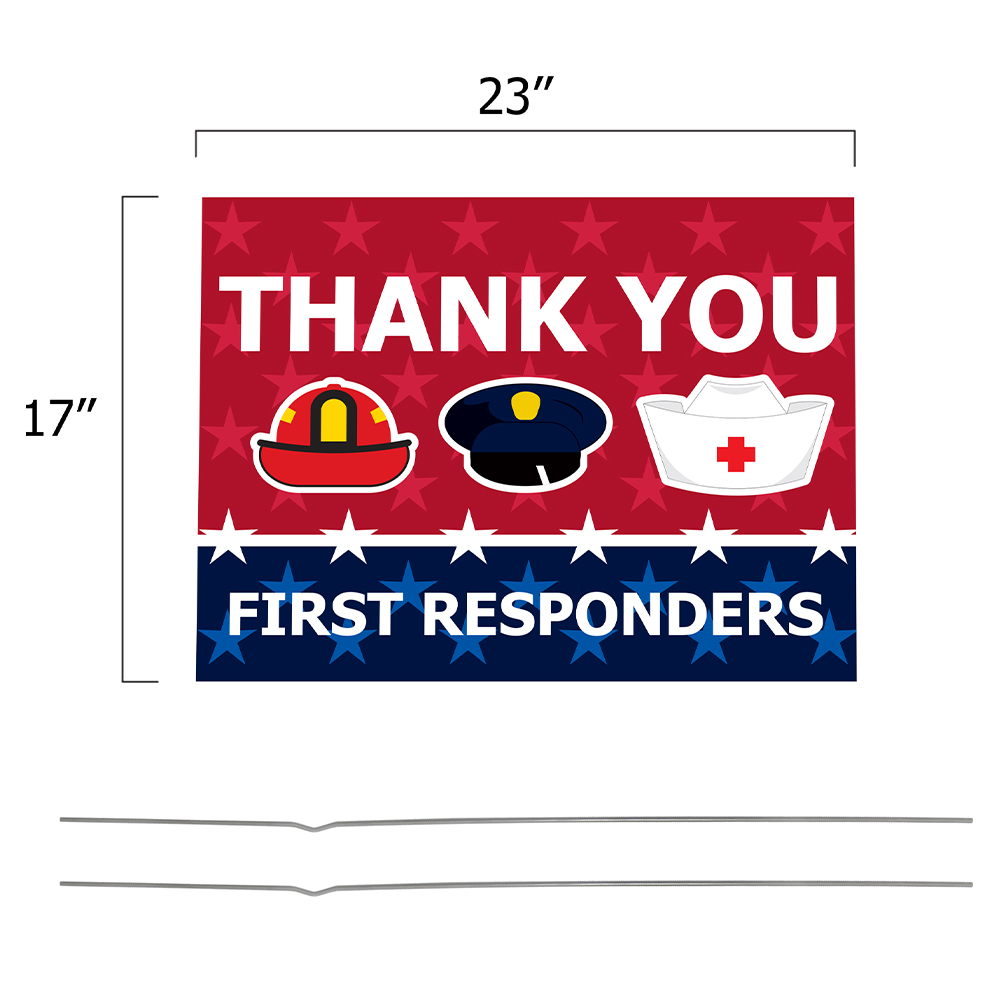 Thank You First Responders Yard Sign | Free Shipping | TV